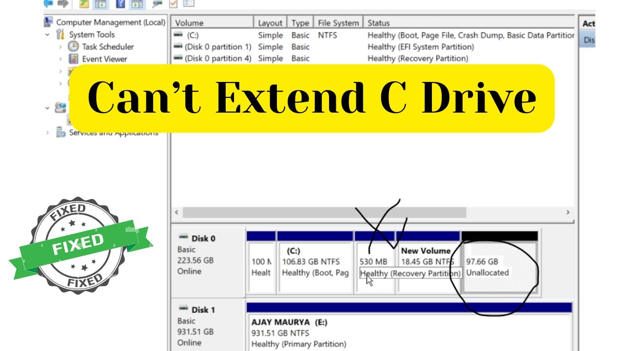 Fix "Can't Extend C Drive with Unallocated Space" in Windows 10/11 ...
