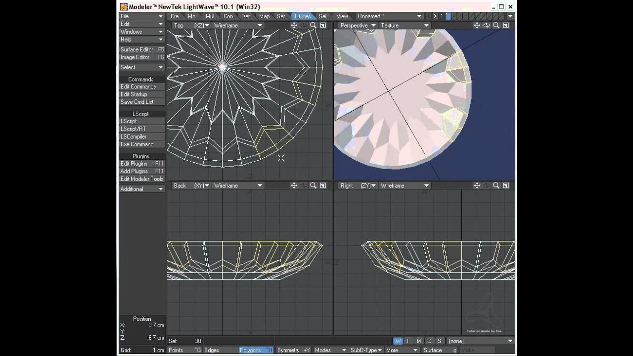 Tutorial modelling a classic dessert glass dish in lightwave - YouTube