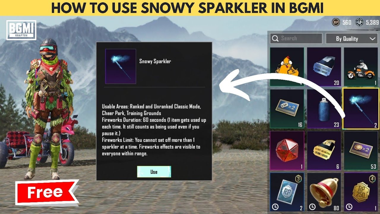HOW TO USE SNOWY SPARKLER IN BGMI | HOW TO USE SNOWY SPARKLER | #bgmi ...