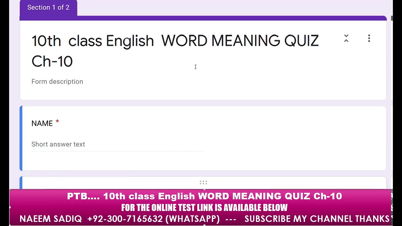 10th class English words meanings Quiz Ch-10 - YouTube
