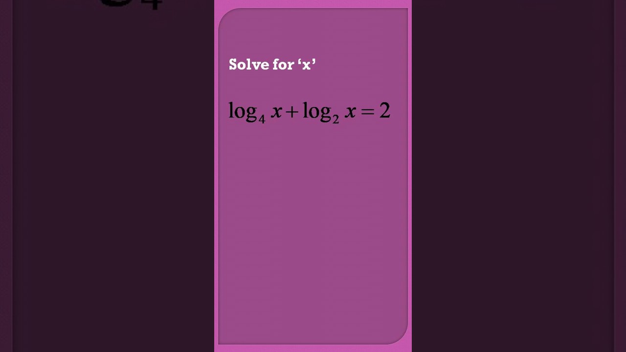 Solving A Logarithmic Equation With Different Bases YouTube Solving A Logarithmic Equation With Different Bases YouTube