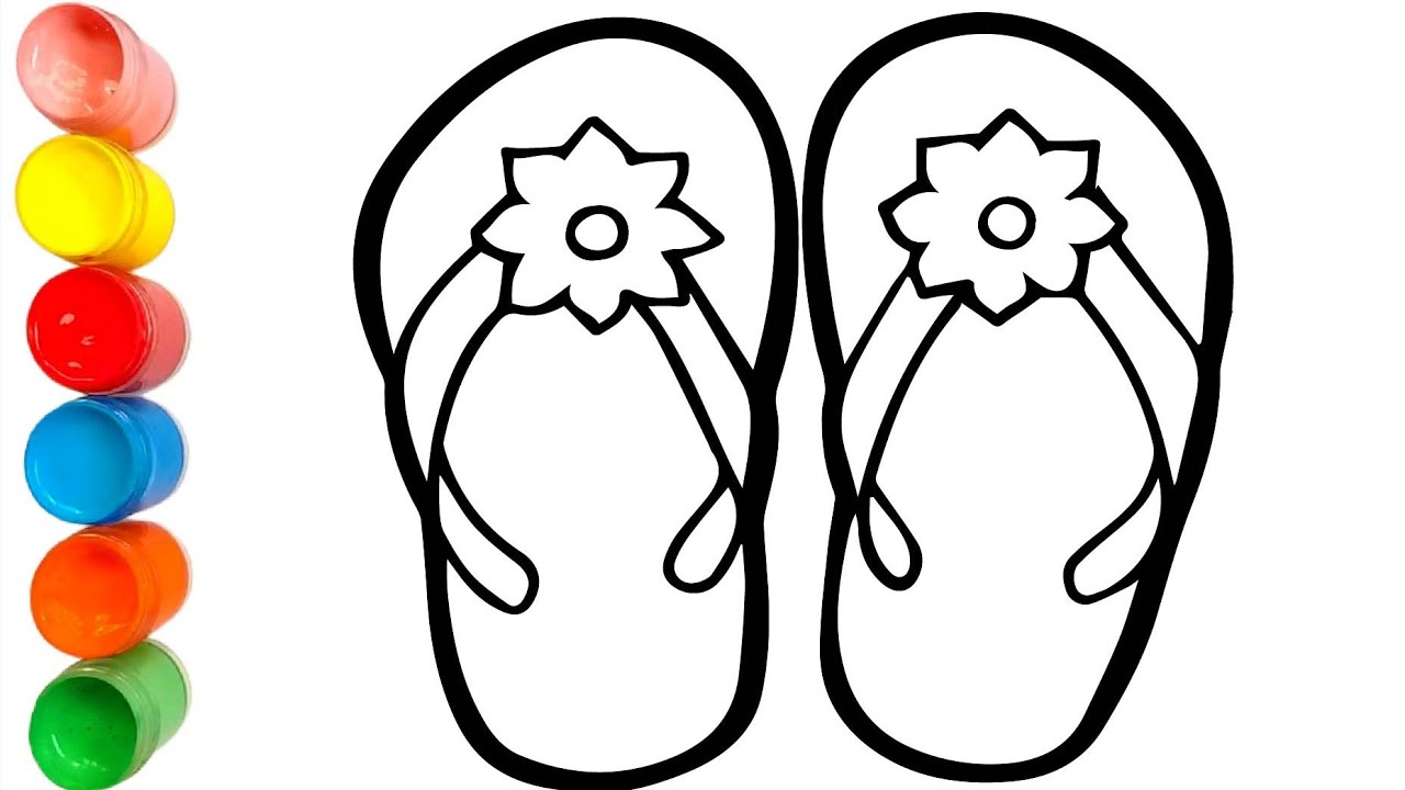 Drawing,Painting and Coloring Slippers for kids || Drawing Art Tutorial ...