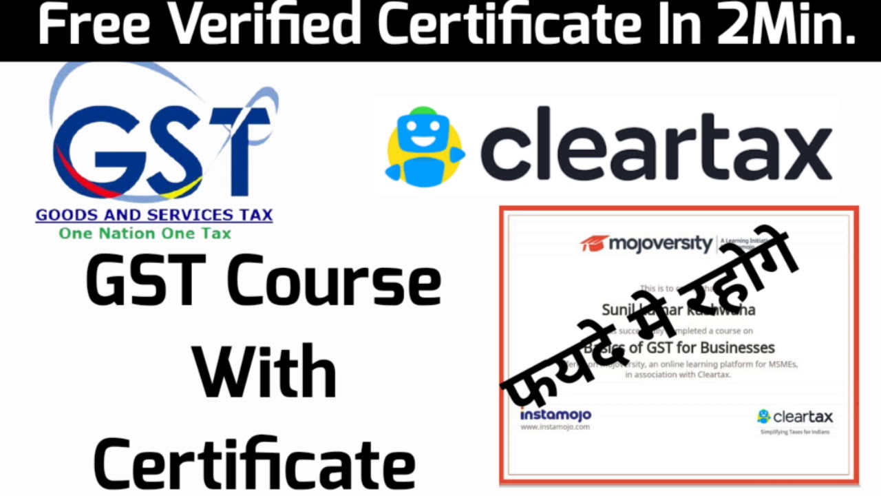 GST Course With Certificate From Cleartax। Free Courses With ...