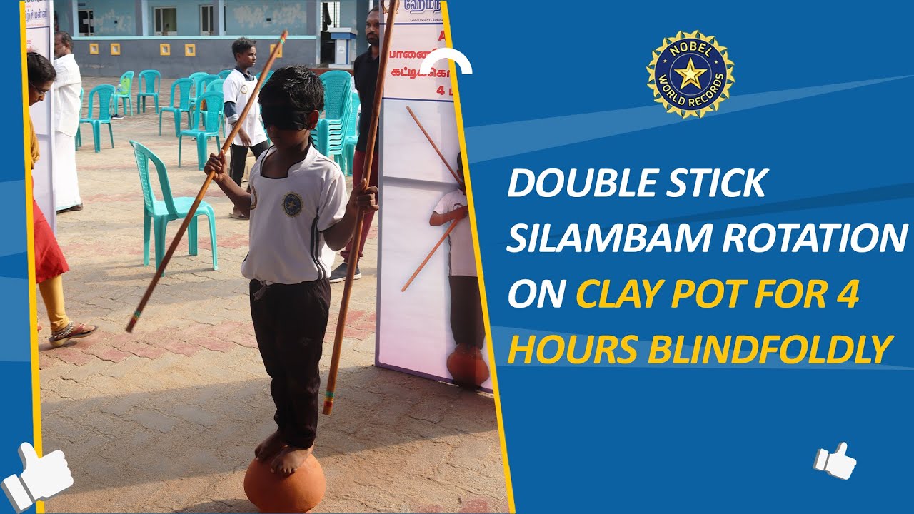 Longest duration to perform DOUBLE STICK SILAMBAM rotation on CLAY POT ...