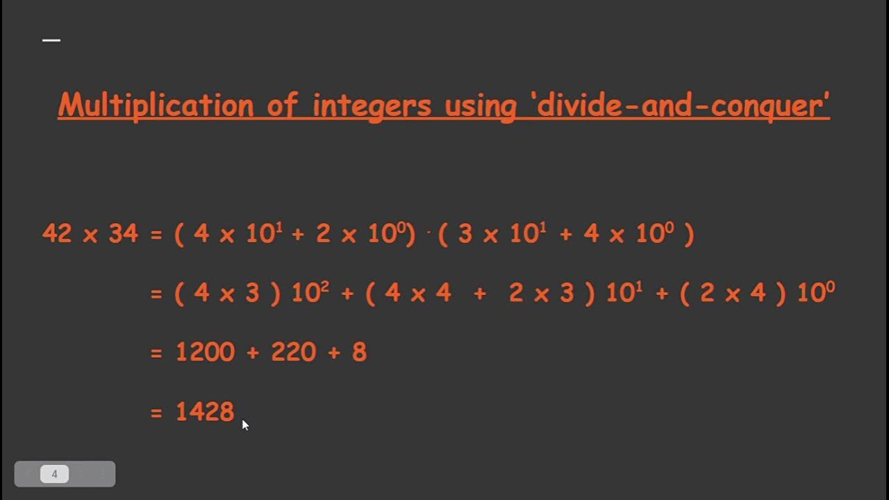 Multiplication of two large integers using Divide-and-Conquer| DAA ...