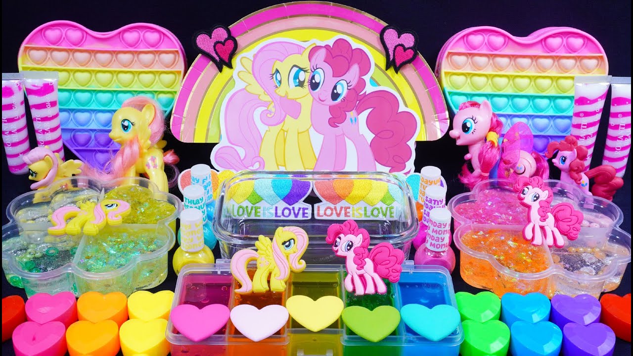 "My little Pony" Slime. Mixing Makeup into clear slime! Satisfying ...