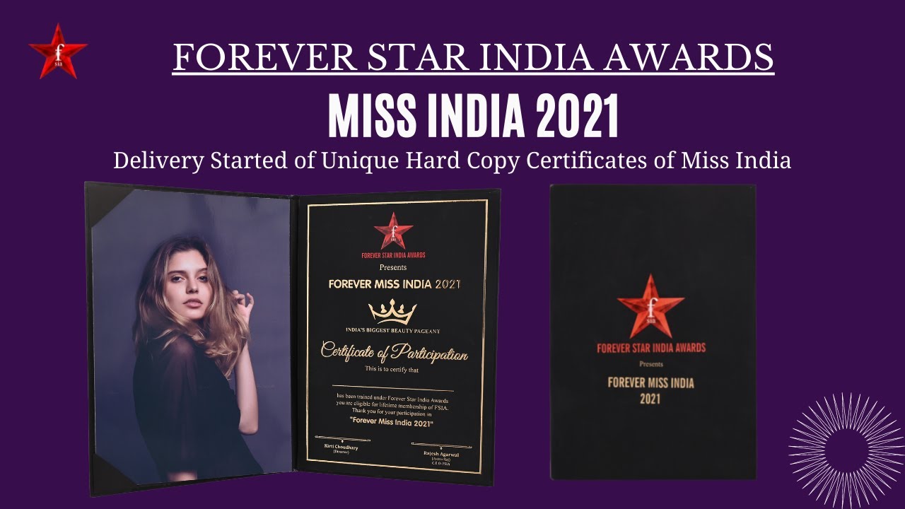 Delivery Start of Unique Hard Copy Certificates of Miss India 2021 ...