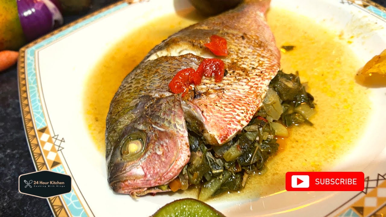 How To Make Jamaican Rainbow Snapper Stuffed With Callaloo #subscribe # ...