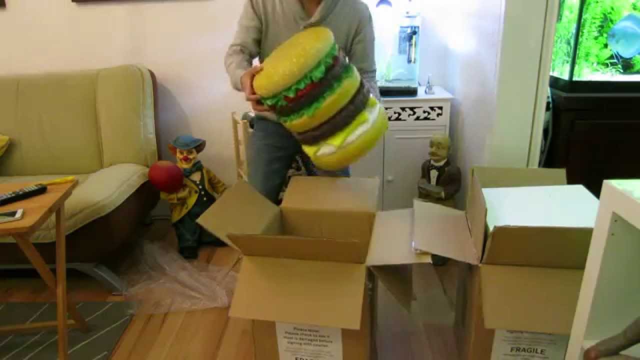 unusual stuff giant Hamburger stool unboxing - YouTube