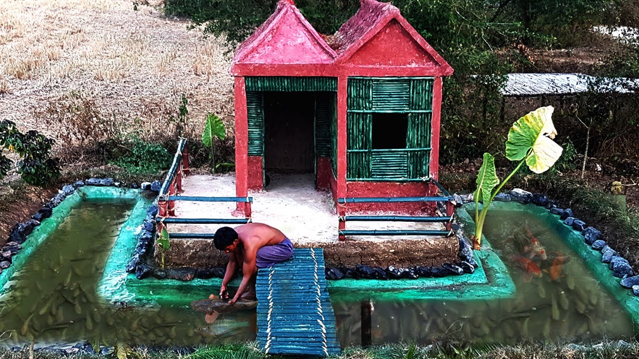 Building The Most Beautiful Villa House And Fish Pool For Summer - YouTube