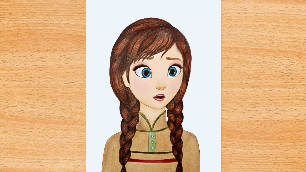 How to draw Princess Anna | Step by step Drawing Tutorial | Frozen Anna ...