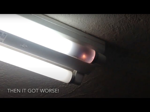 Burnt Out Fluorescent Bulb Electrician Changing Fluorescent Light Bulb