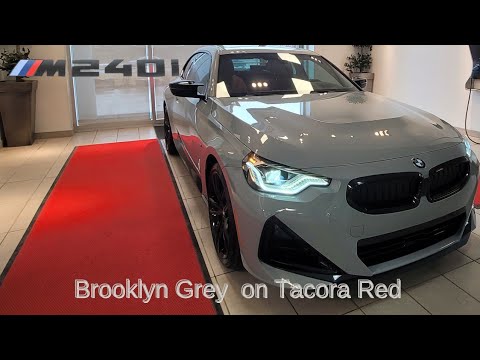 SHOWCASE! 2022 BMW M240i xDrive Coupe Brooklyn Grey Metallic Tacora Red ...