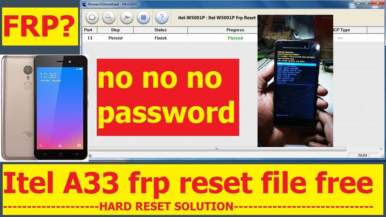 Itel A33 W5001 FRP RESET 4MB FILE WITHOUT PASSWORD & HARD RESET - YouTube
