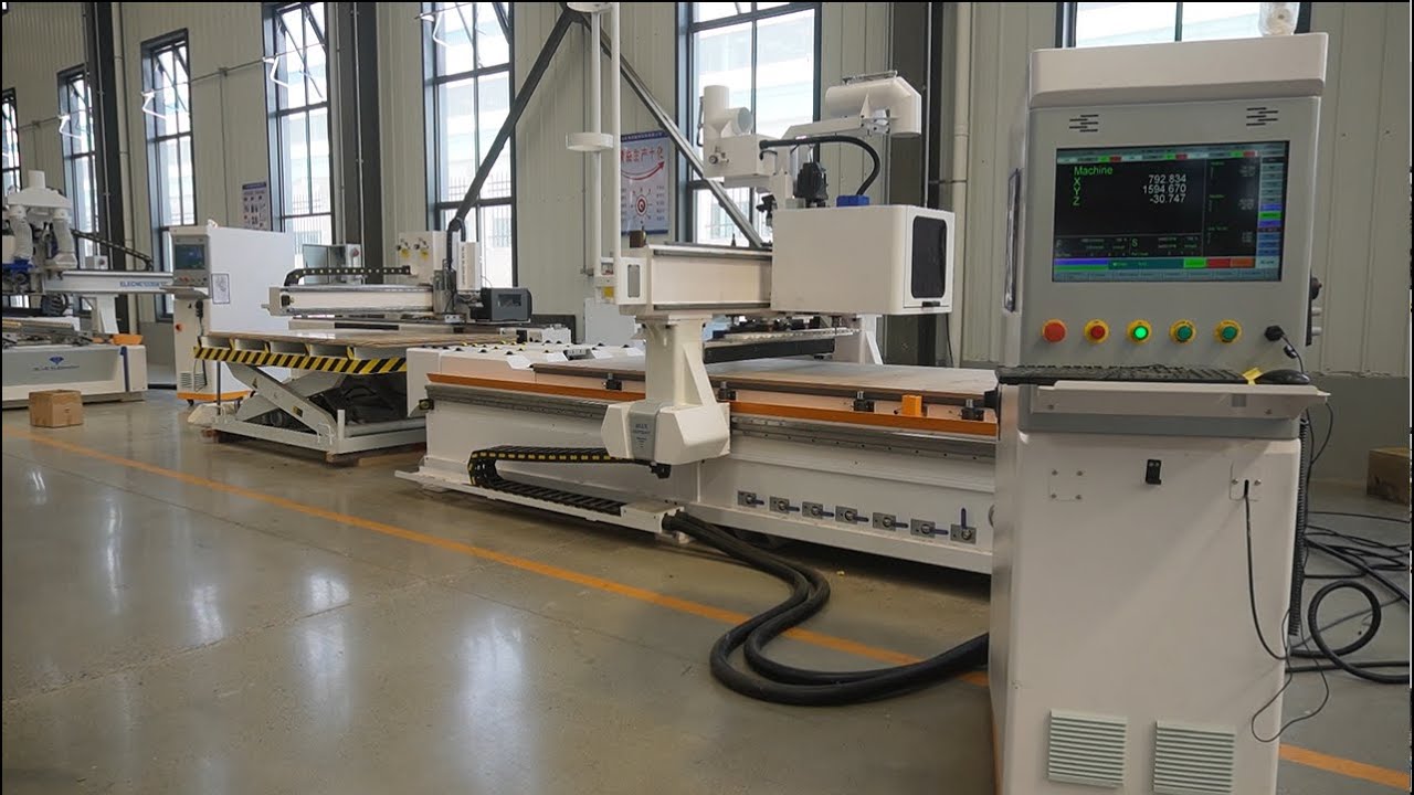 Blue Elephant 1328 CNC nesting machine with auto labeling test video ...