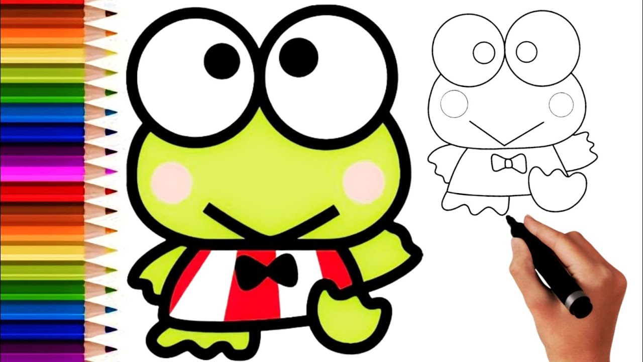Keroppi Frog Easy Drawing for Kids and Toddlers || Sanrio || Easy Step ...