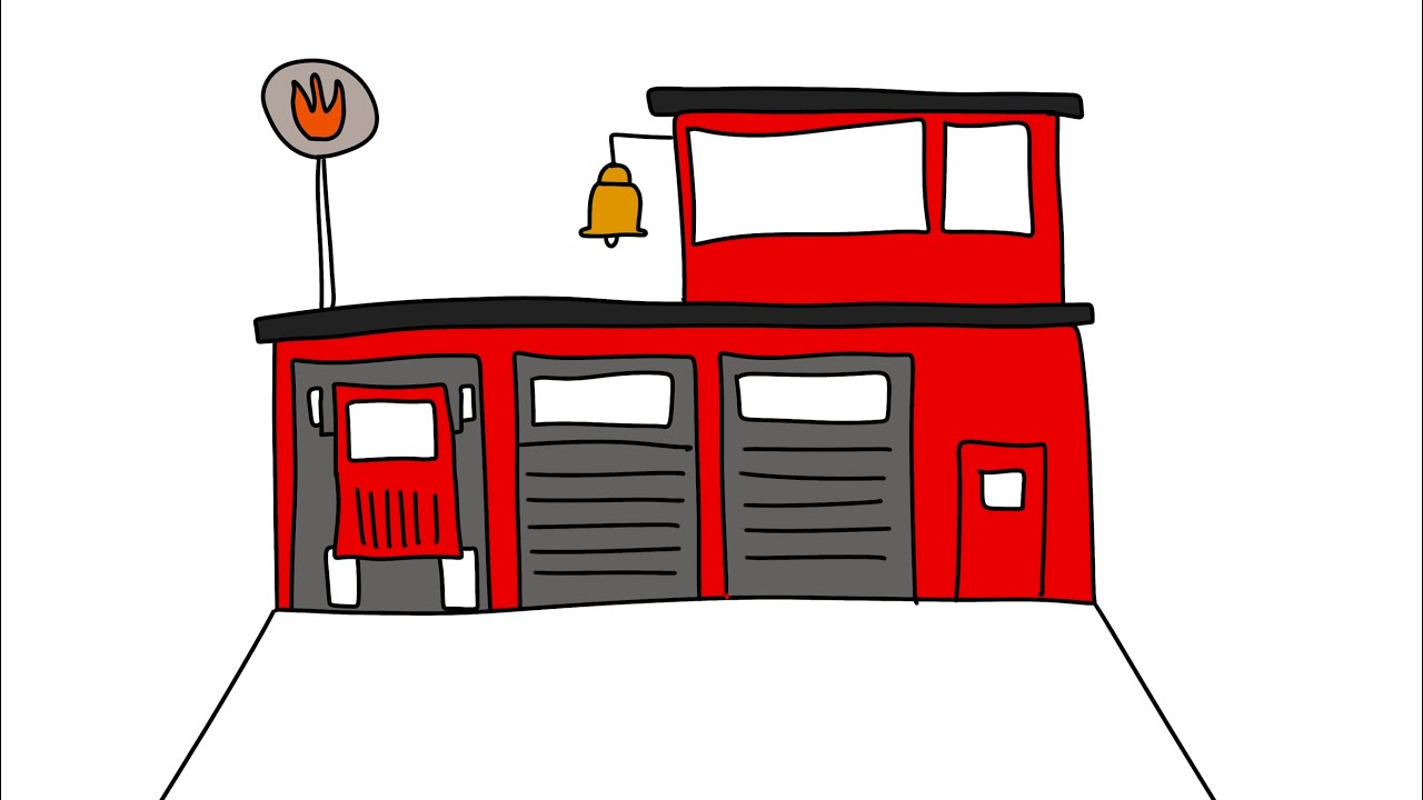 How To Draw a Fire station - YouTube