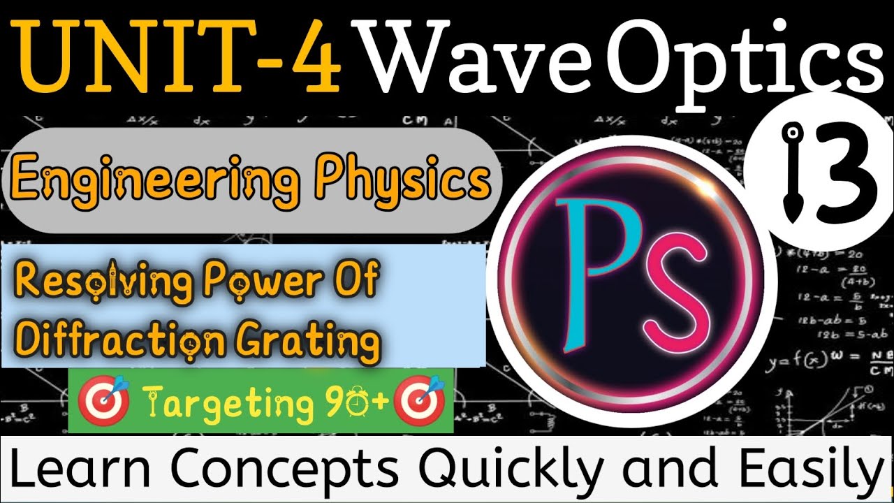 UNIT-4(WAVE OPTICS)||Resolving Power Of Diffraction Grating ...