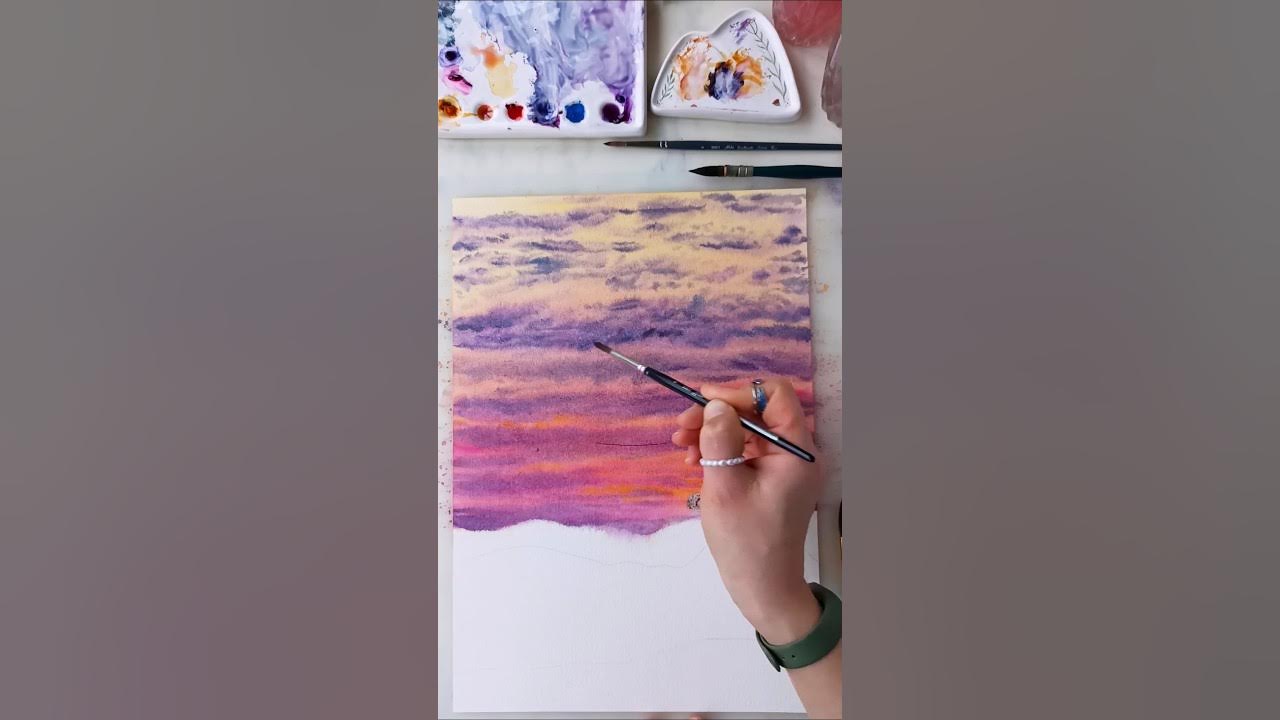 sky watercolor speed painting #art #watercolor #watercolorart #speedpaint #artists #artshorts # ...