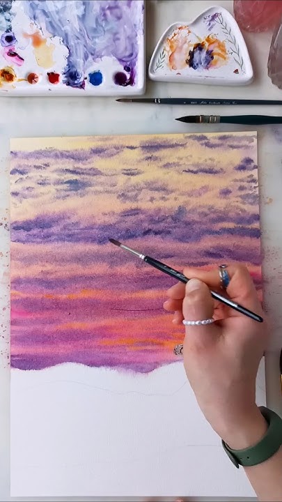 sky watercolor speed painting #art #watercolor #watercolorart #speedpaint #artists #artshorts # ...