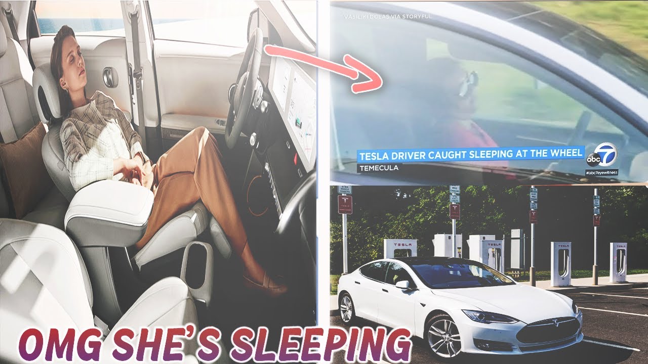 Woman sleeping while driving a tesla - YouTube