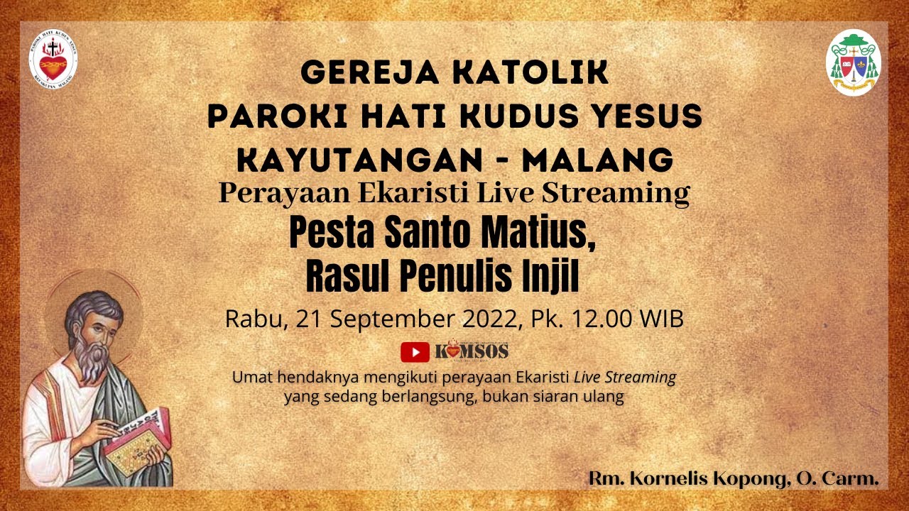 Misa Streaming || Pesta Santo Matius, Rasul Penulis Injil || Rabu, 21 ...