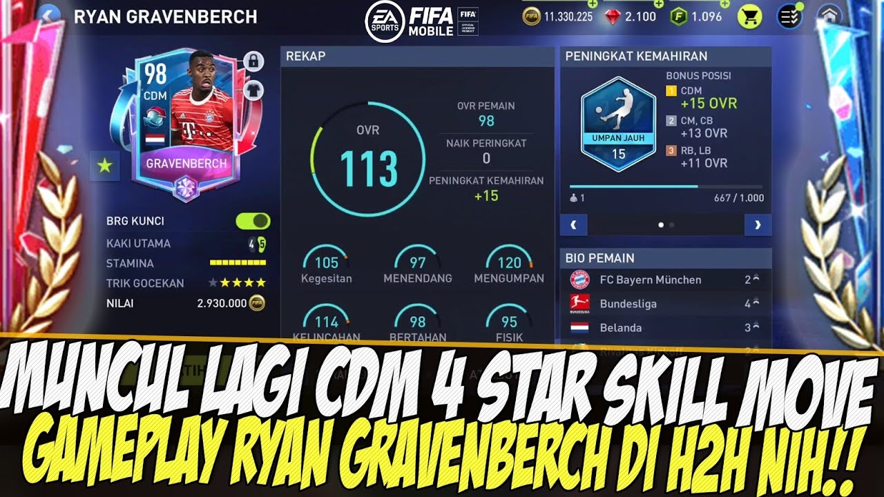 4 STAR SKILL MOVE!! GAMEPLAY RYAN GRAVENBERCH DI H2H FIFA 2022 MOBILE | FIFA MOBILE 22 INDONESIA ...