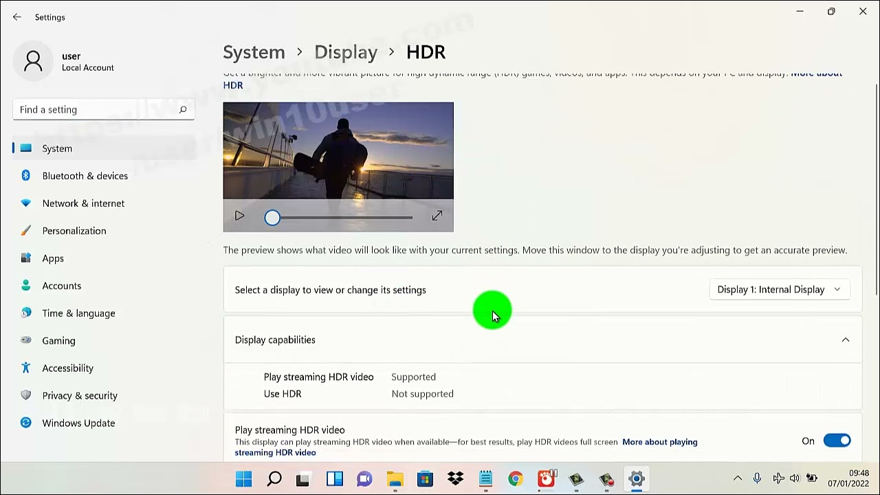 Windows 11 Home : How to turn on or off Play streaming HDR video - YouTube