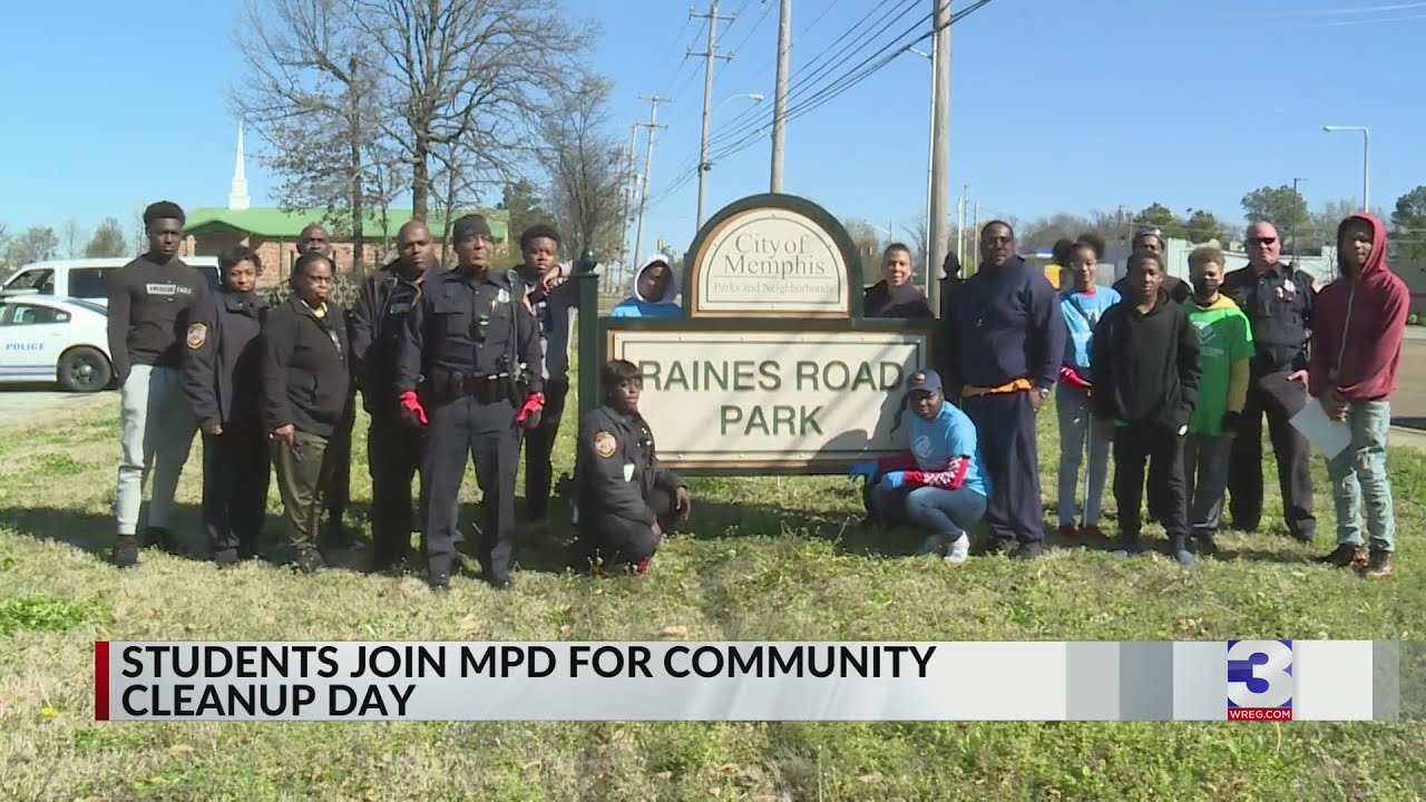 Students join MPD for Community Cleanup Day - YouTube