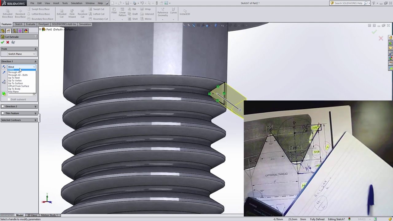 SolidWorks Tutorial How To Create Threads On A Bolt M10 EXPLAIN SolidWorks Tutorial How To Create Threads On A Bolt M10 EXPLAIN