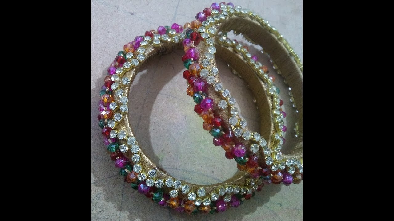 DIY || How to make Crystal bangles || Silk thread bangles || Multi ...