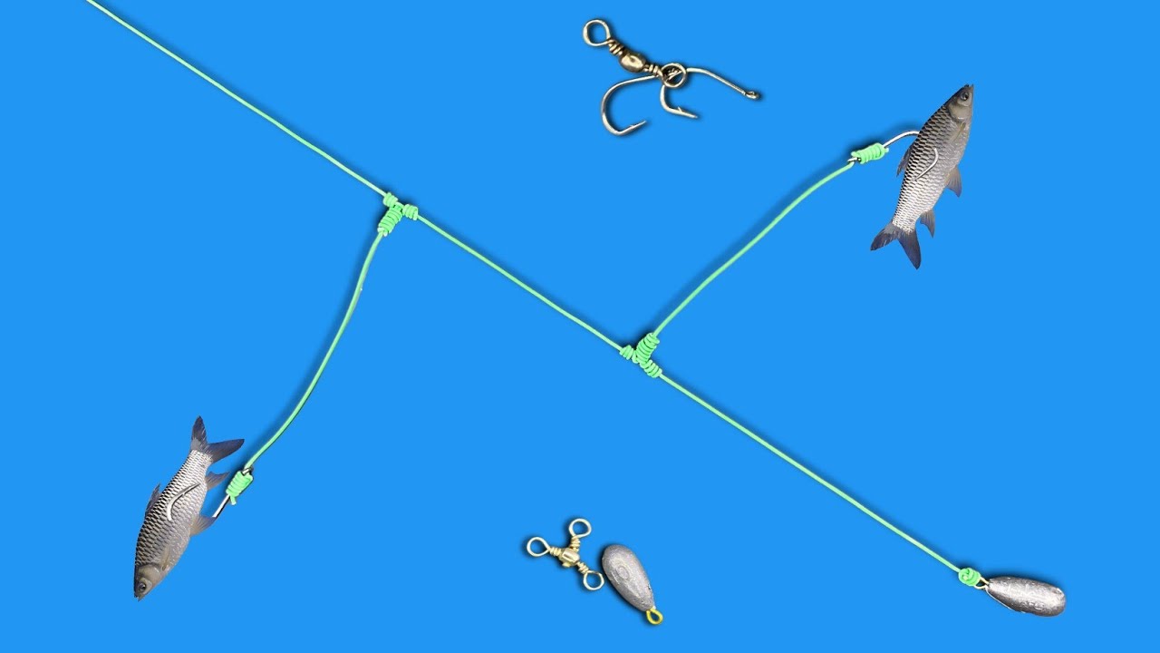 How To Make a Fishing Hook Chain With Two Hooks - YouTube