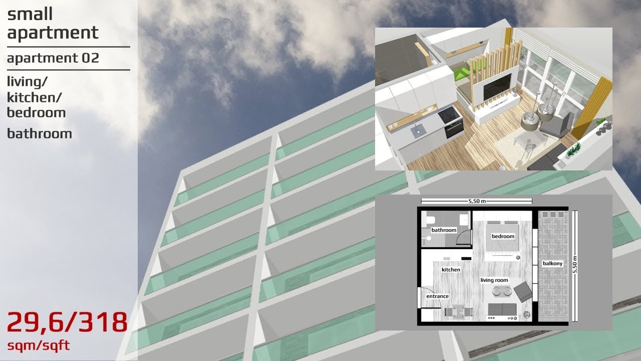 Small Apartment, Functional Furnishing, Living/Kitchen/Bedroom Bathroom ...