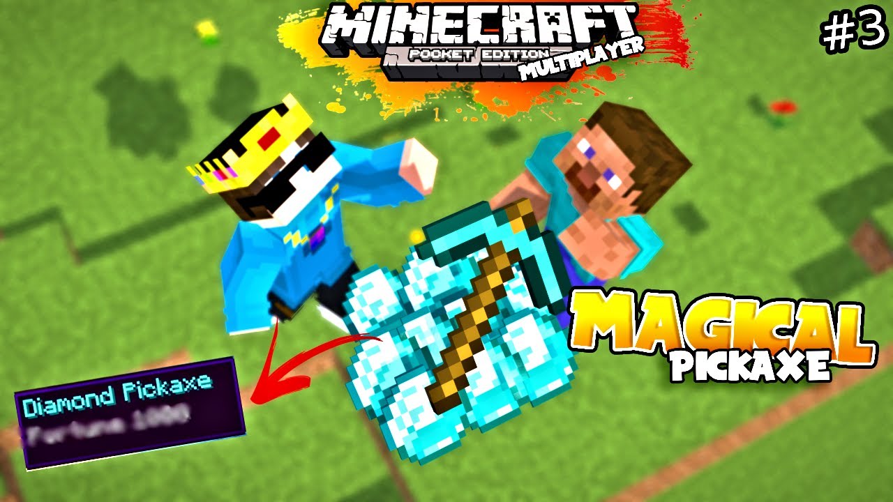 WE MADE MAGICAL PICKAXE IN THIS PE SURVIVAL WORLD EP3 - YouTube