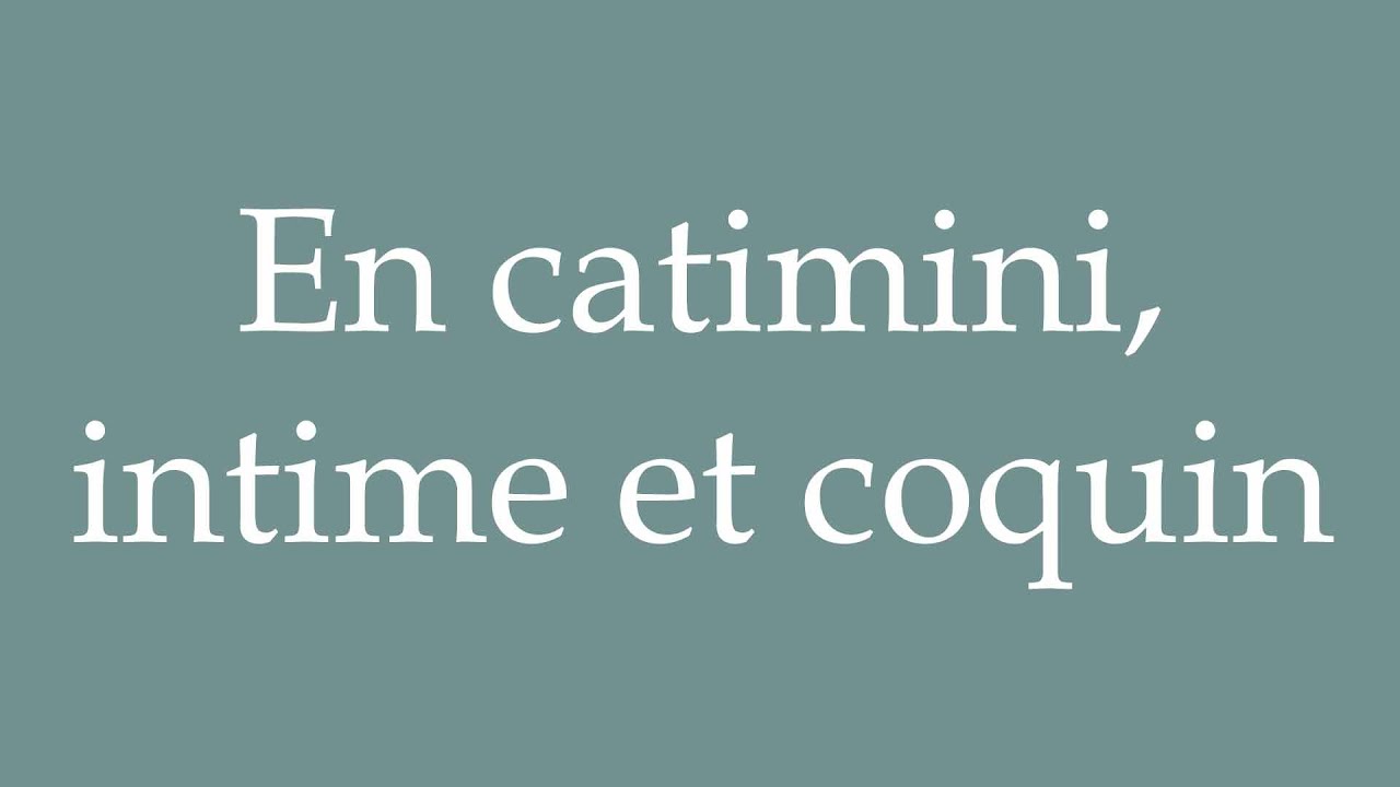 How to Pronounce ''En catimini, intime et coquin'' Correctly in French ...
