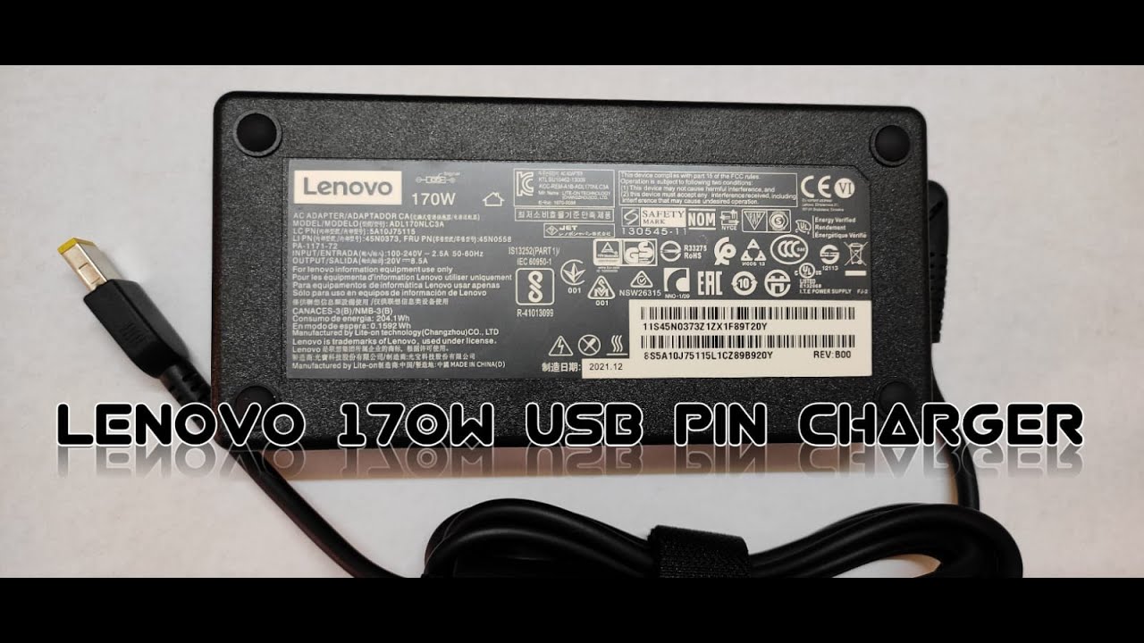 New Lenovo 20V 8.5a 170W USB LEGION 5 ThinkPad P52 Laptop Charger ...