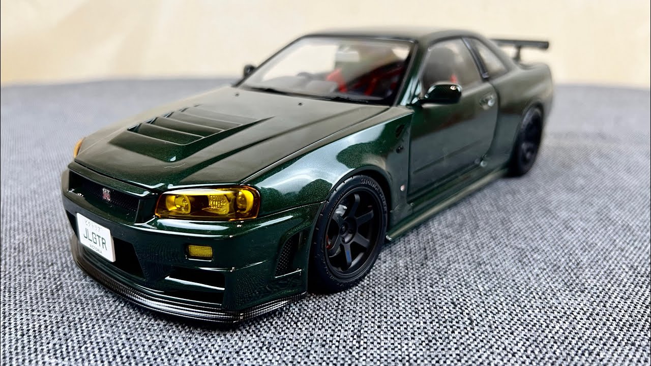 Nissan Skyline GT-R 34 Nismo Dark Green 1/18 Motorhelix - YouTube