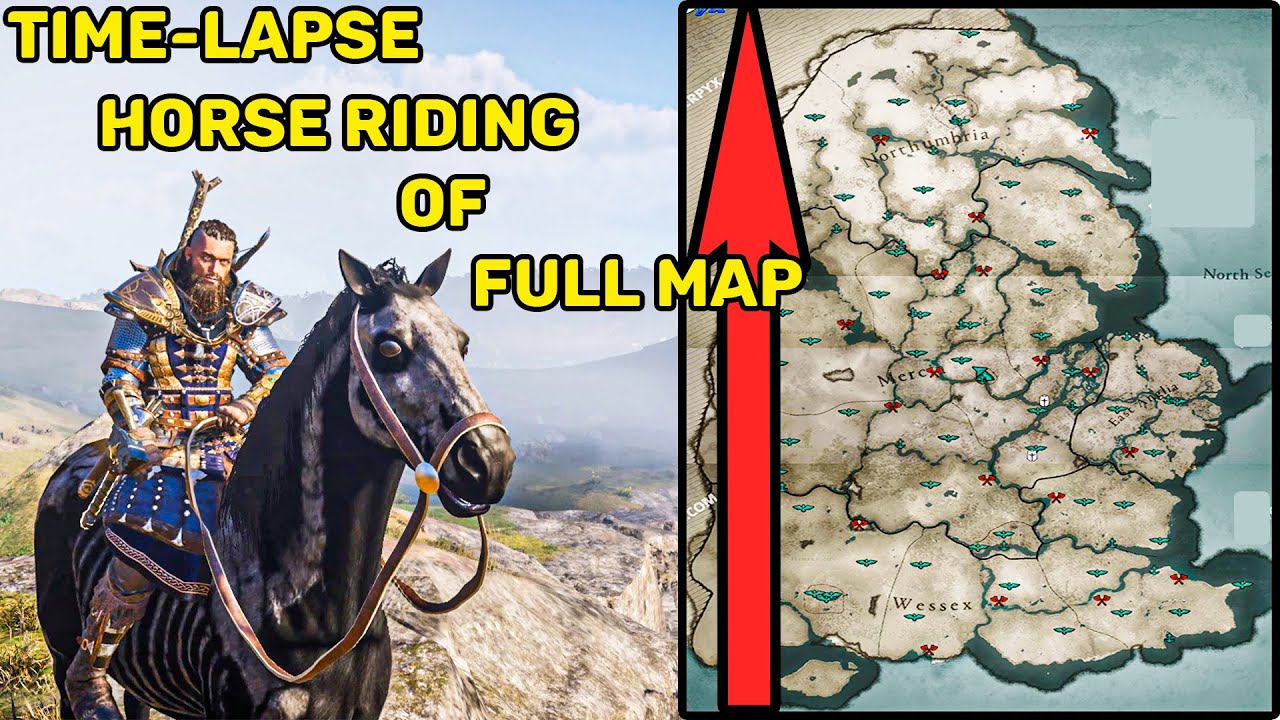 Assassin's Creed Valhalla : Time - lapse Horse Riding of Full MAP - YouTube
