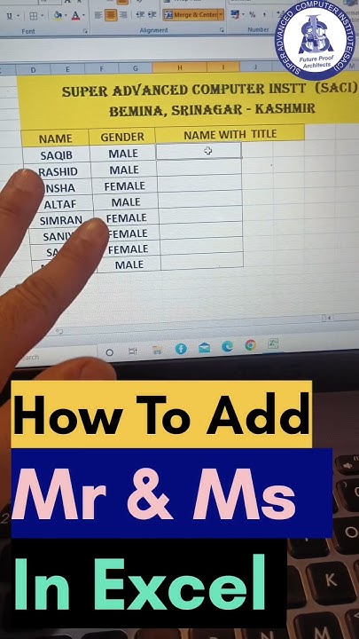 Trick To Add Mr & Ms In #Ms_Excel Infront Of Name #excel #exceltips #exceltricks #exceltutorial ...