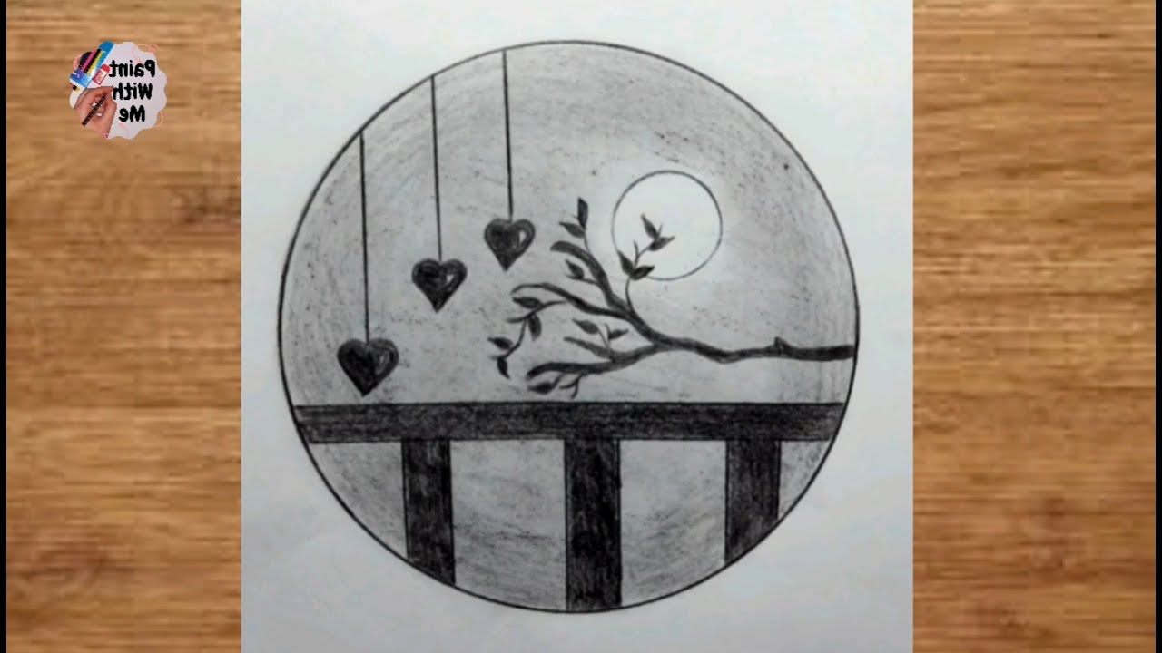 Circle Scenery Simple Drawing || Beautiful Pencil Drawing || Beautiful ...