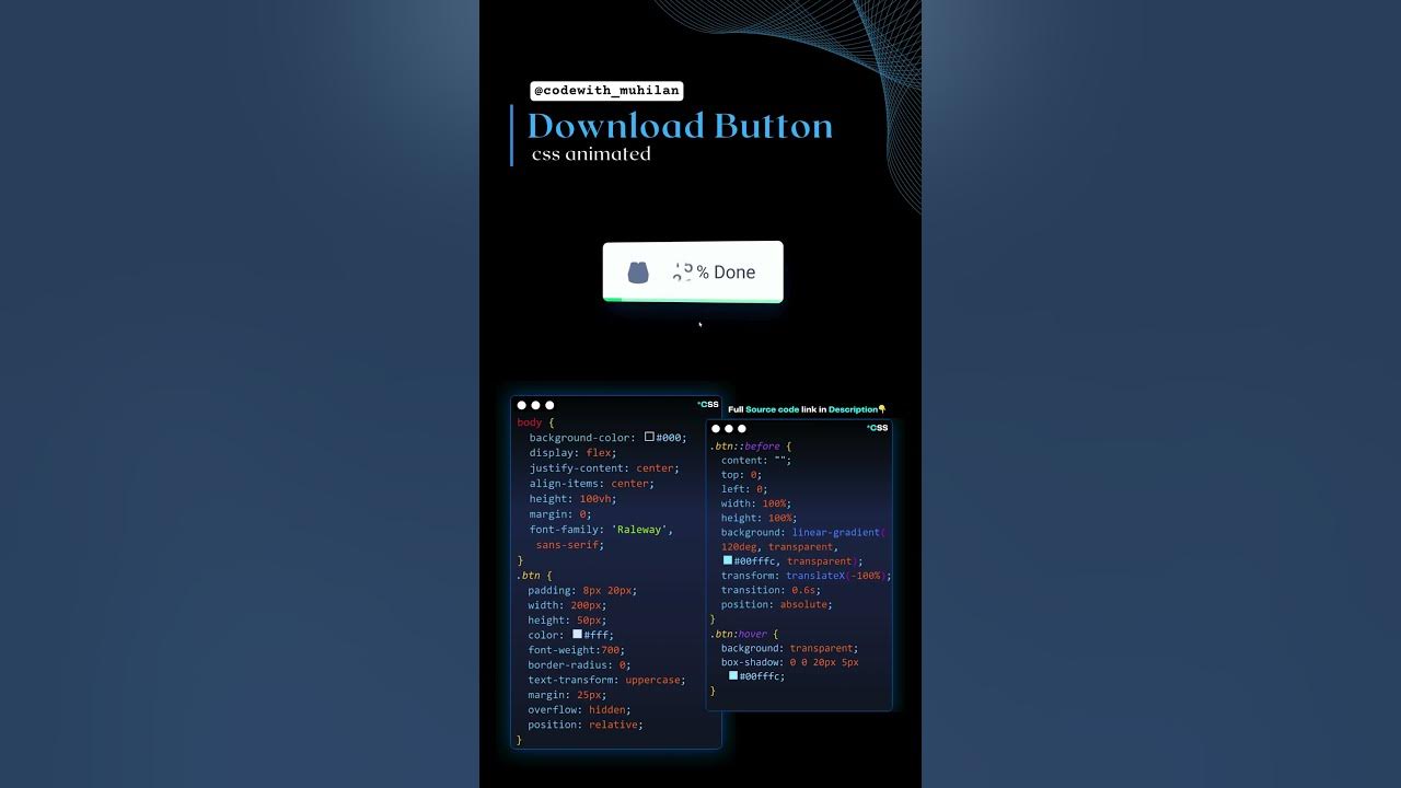 Animated Download Button Codewith Muhilan Css Coding Youtube