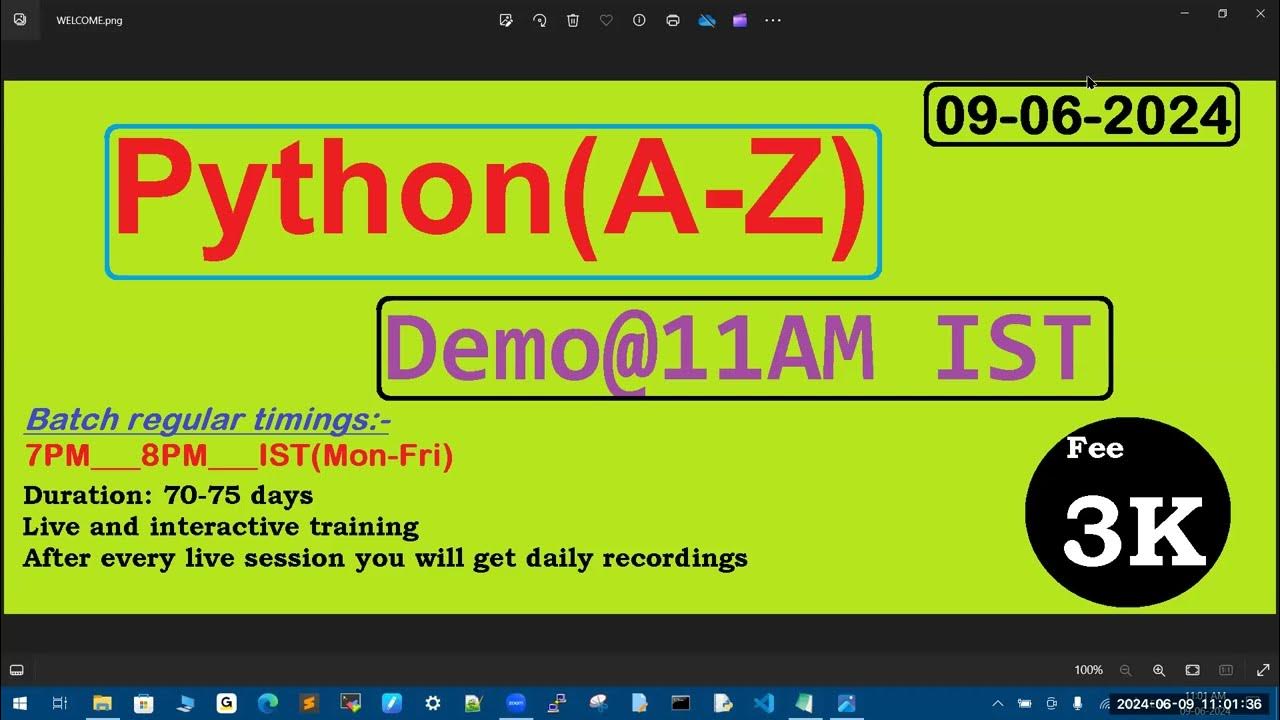 Python(A-Z) Demo #Programming #scripting #start: 13 June || by Nagarjuna Vadlakonda | +91 ...
