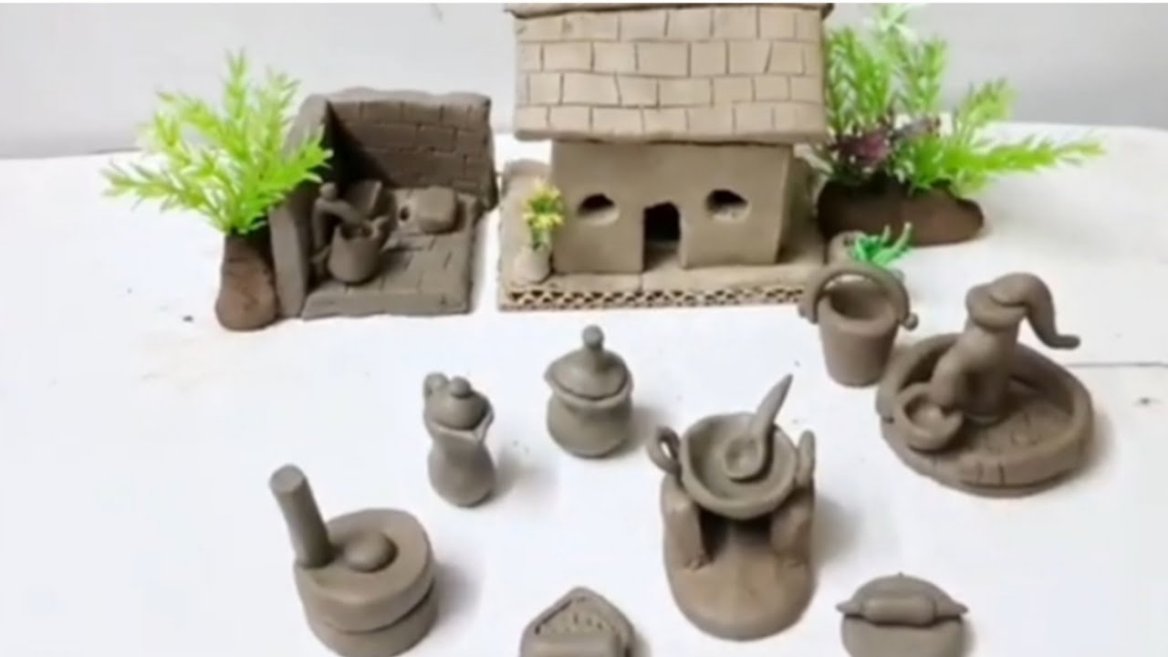 Easy technique make handmade miniature kitchen set with clay।।miniature ...
