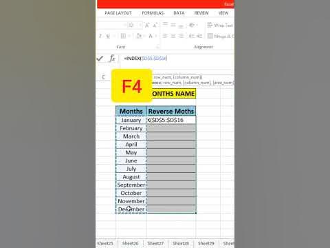 #shorts | Reverse Data in Excel | Reverse Months Name in Excel| #excelshorts #excel2022 # ...