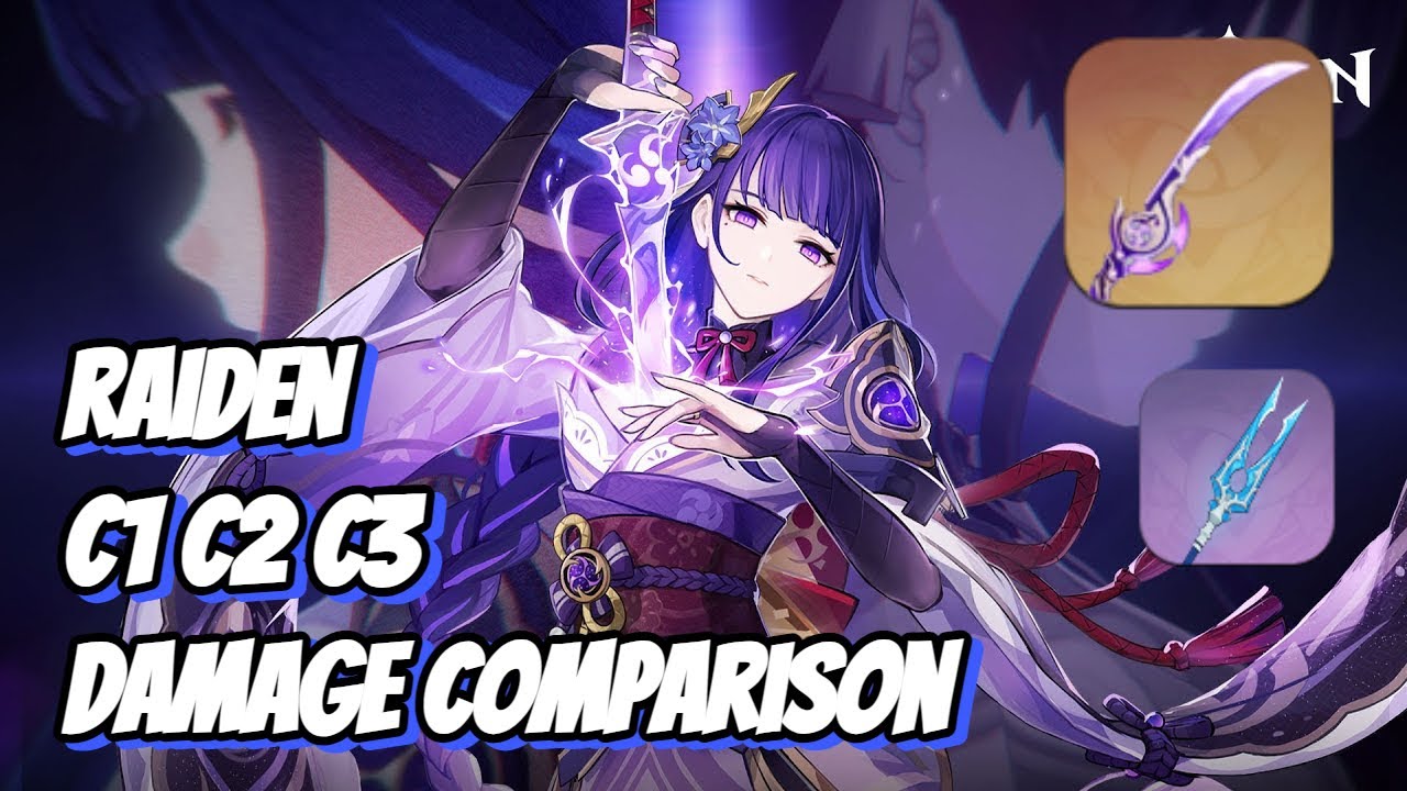 Raiden Shogun C1 C2 C3 + Weapon Damage comparison #genshinimpact # ...