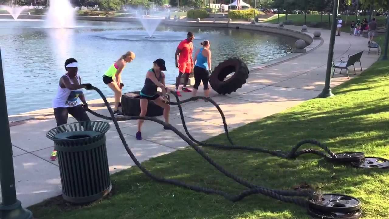 Fitness, exercise, ropes and tires - YouTube