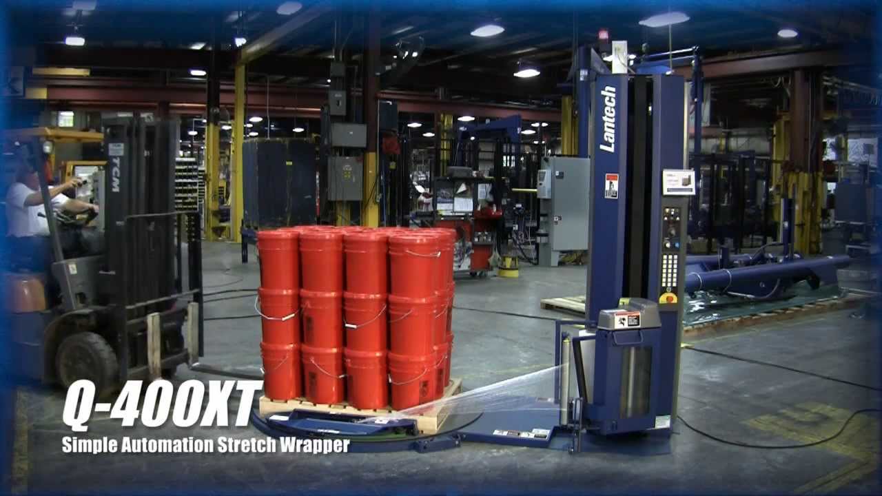 Lantech Q400XT Semi Automatic Stretch Wrapper - YouTube