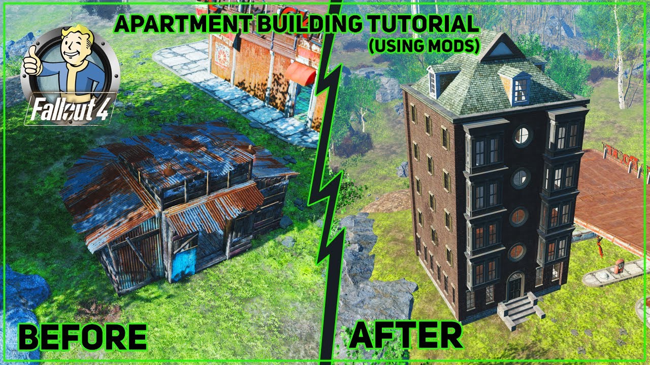 FALLOUT 4: APARTMENT BUILDING TUTORIAL - Using Mods! #fallout4 - YouTube