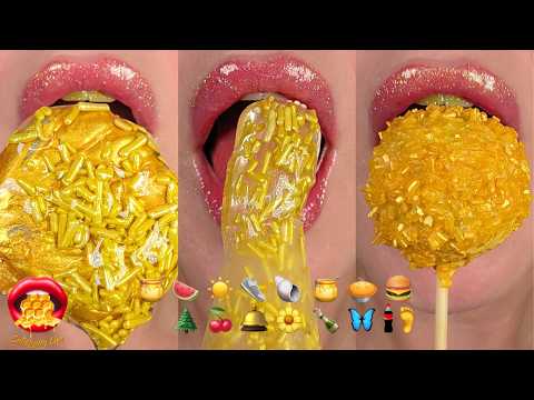 🛎️GOLD FOOD 🛎️ Emoji Food ASMR Satisfying Mouth Sounds