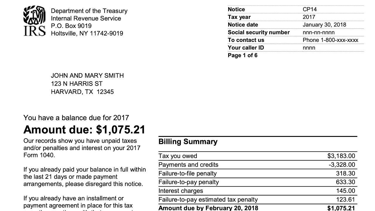 How to understand your CP14 Notice (Notice with a balance due of $5.00 ...